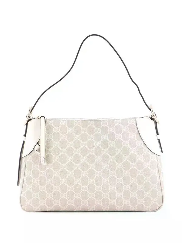 Gucci Emblem Gg Coated Canvas With Leather Medium Shoulder Bag - Neutrals