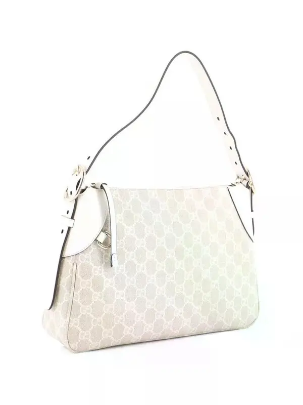 Gucci Emblem Gg Coated Canvas With Leather Medium Shoulder Bag