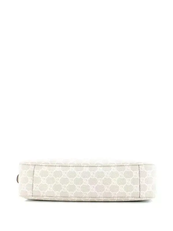 Gucci Emblem Gg Coated Canvas With Leather Medium Shoulder Bag