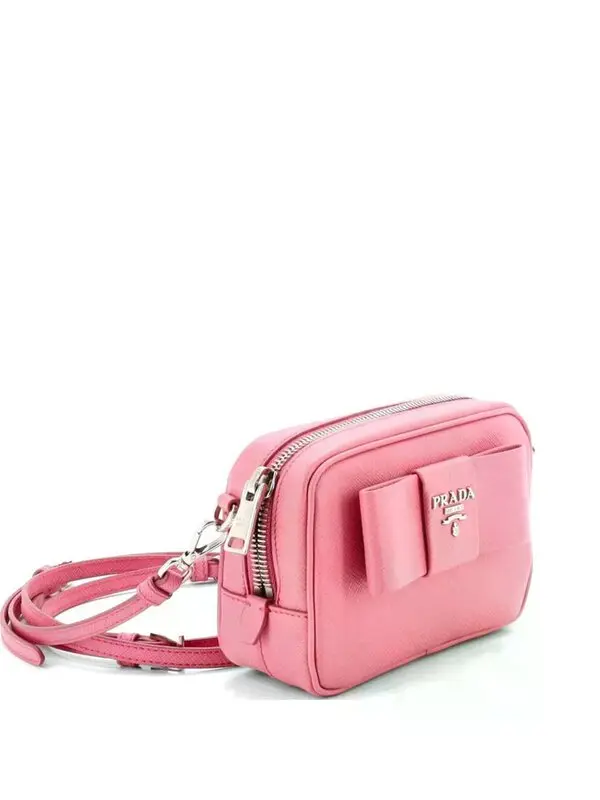 Prada Bow Camera Saffiano Leather Mini Crossbody Bag - Pink