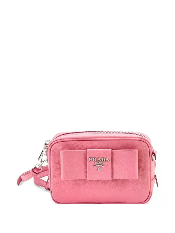Prada Bow Camera Saffiano Leather Mini Crossbody Bag