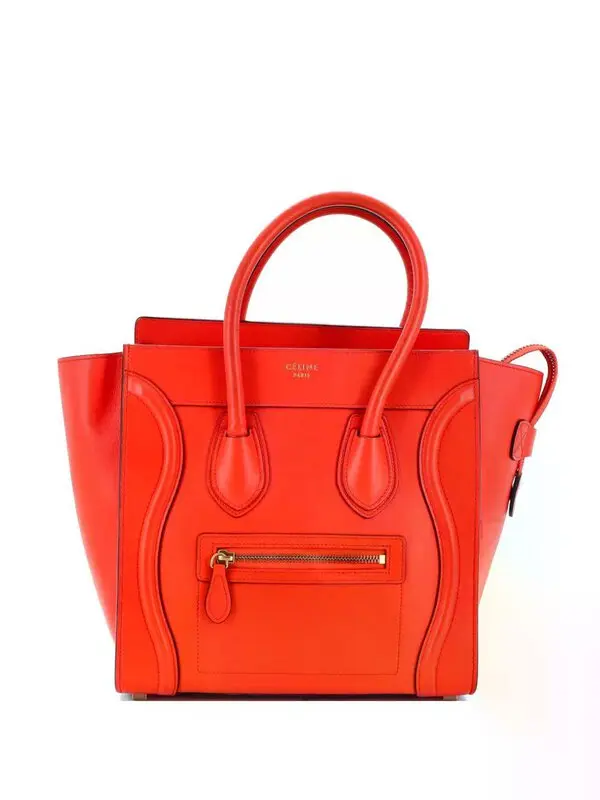 Celine Luggage Bag Smooth Leather Micro Tote - Red