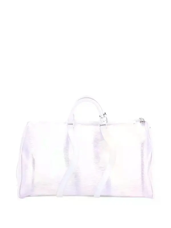 LOUIS VUITTON Keepall Bandouliere 50 Limited Edition Epi Plage Travel Bag - White