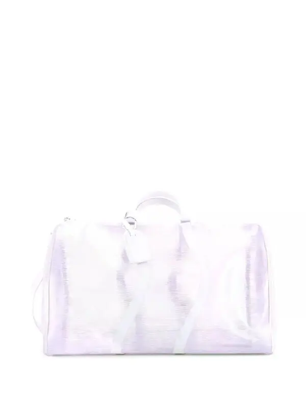 LOUIS VUITTON Keepall Bandouliere 50 Limited Edition Epi Plage Travel Bag - White