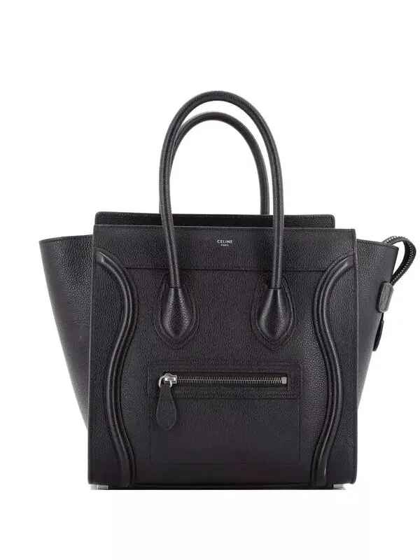 Celine Luggage Bag Grainy Leather Micro Tote Bag - Black