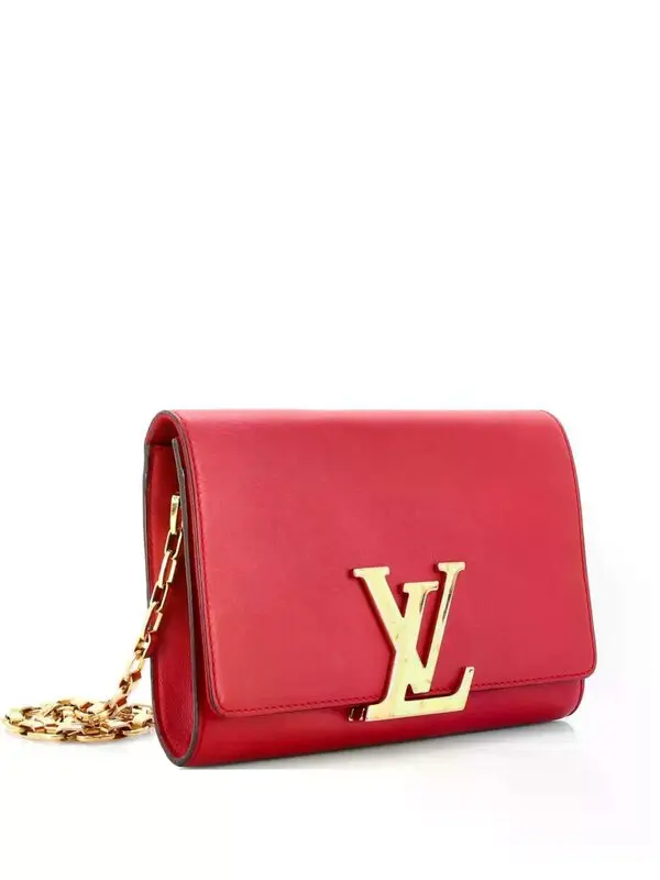 LOUIS VUITTON Chain Louise Leather Gm Clutch - Red