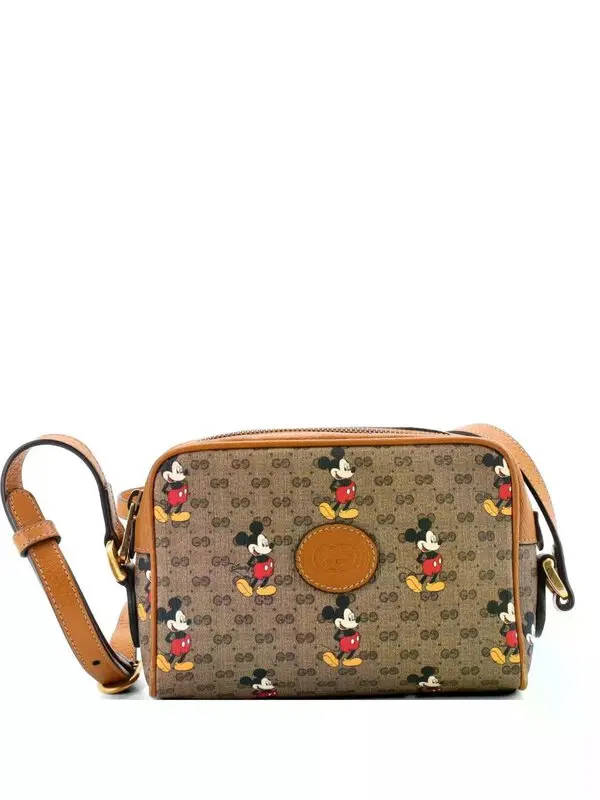 Gucci Disney Mickey Mouse Printed Mini Gg Coated Canvas Mini Crossbody Bag - Brown