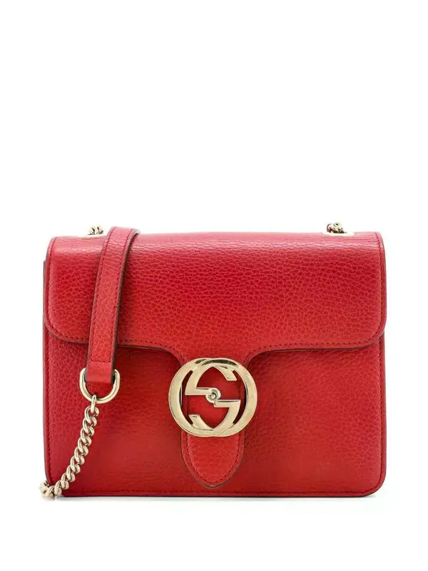 Gucci Interlocking Leather Small Shoulder Bag - Red