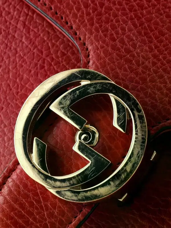 Gucci Interlocking Leather Small Shoulder Bag - Red