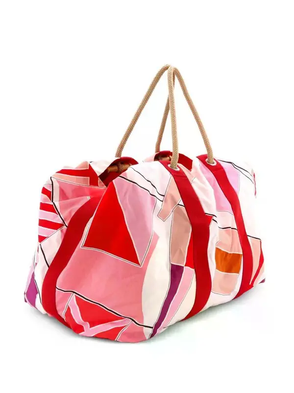 Hermès Drapeaux Au Vent Printed Canvas Large Shoulder Bag - Pink