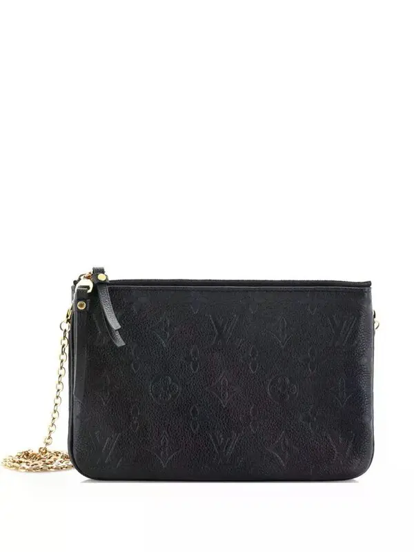 LOUIS VUITTON Double Zip Pochette Monogram Empreinte Leather - Black