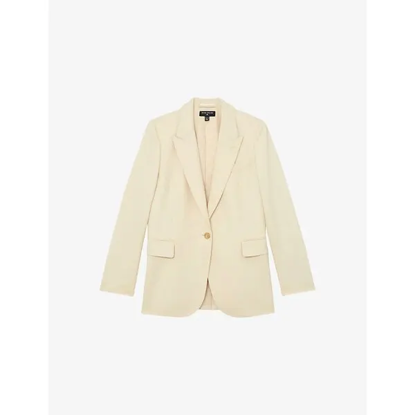 REISS Anya Peak-lapel Silk And Wool Blazer - Cream