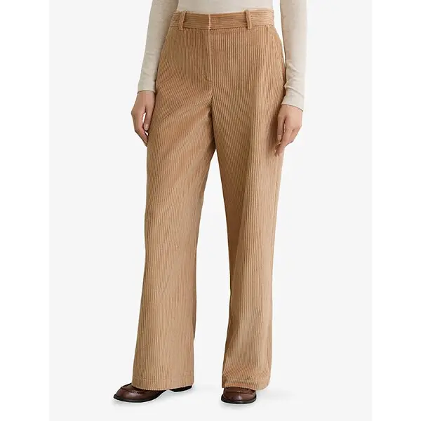 REISS Stanton Flared-leg Cotton-cord Trousers - Camel