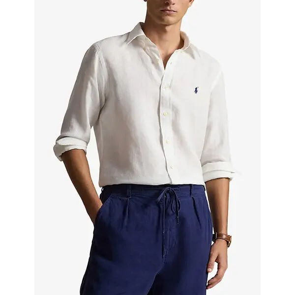 Polo Ralph Lauren Logo-embroidered Custom-fit Linen Shirt - White