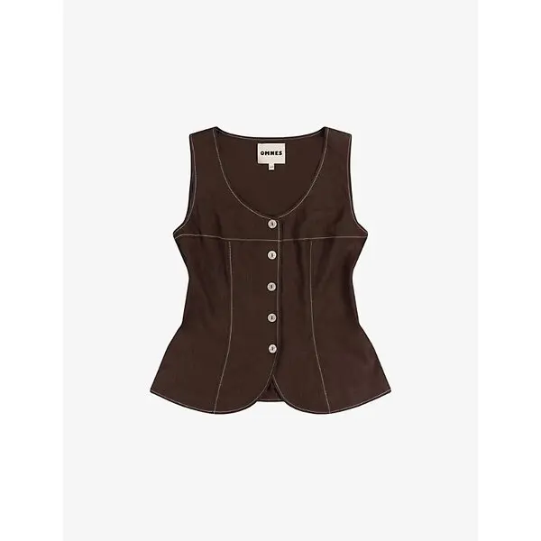 OMNES Austen Sleeveless Linen-blend Top