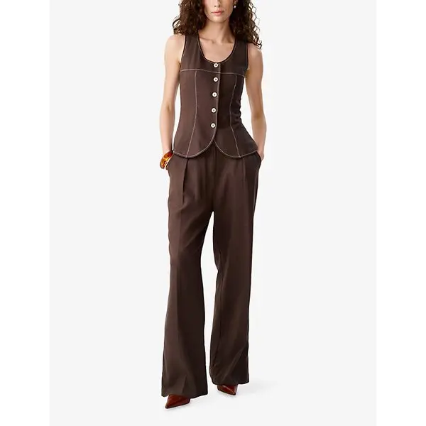 OMNES Austen Sleeveless Linen-blend Top