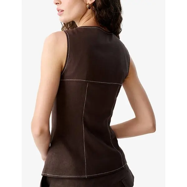 OMNES Austen Sleeveless Linen-blend Top