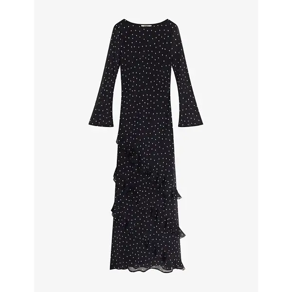 OMNES Bridie Polka-dot Woven Maxi Dress - Black Polka Dot