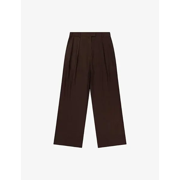 OMNES Pearl Wide-leg Linen-blend Trousers - Chocolate