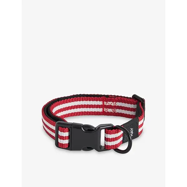 HAY Stripe Flat Dog Collar - Red And White Stripe