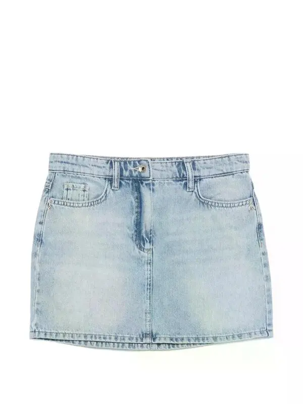 Patrizia Pepe Fly Logo Denim Mini Skirt - Blue
