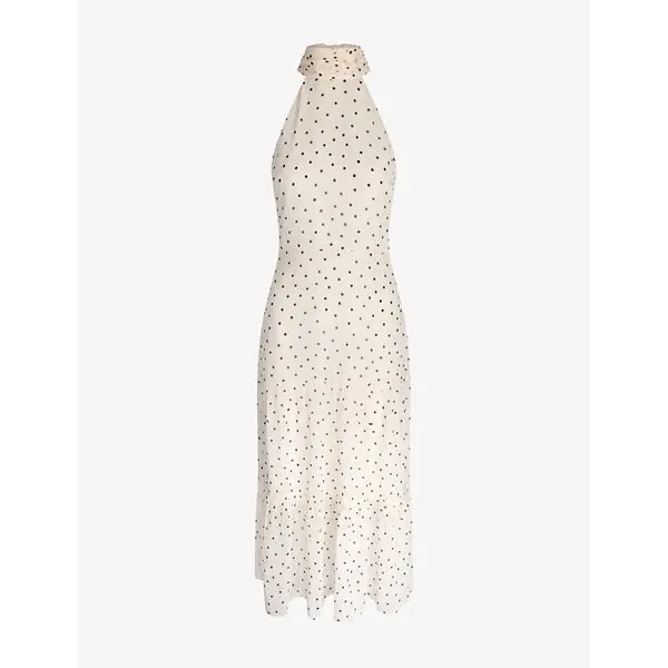 OMNES Romeo Polka-dot Chiffon Maxi Dress - White Polka Dot