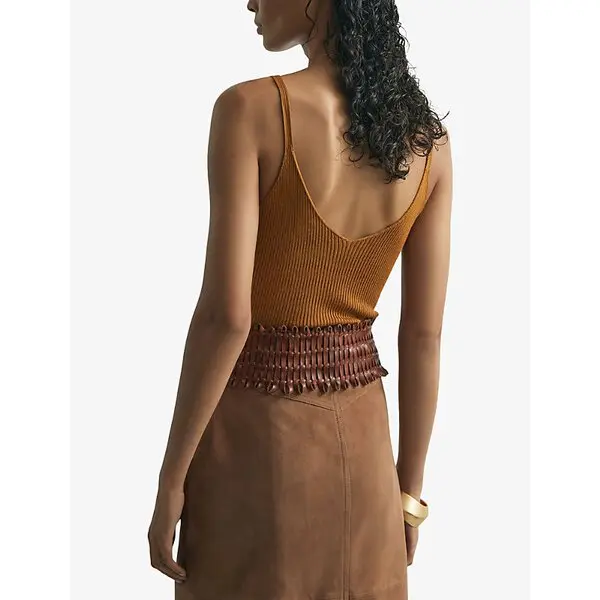 REISS Silk-blend Vest - Rust