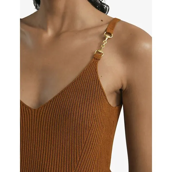 REISS Silk-blend Vest - Rust