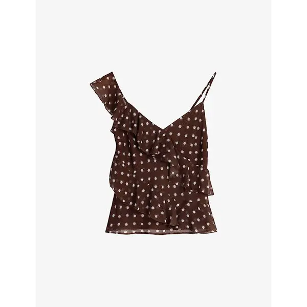 OMNES Francie Polka-dot Woven Top - Chocolate
