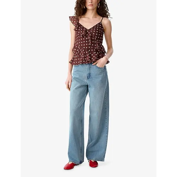 OMNES Francie Polka-dot Woven Top