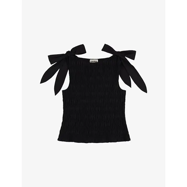 OMNES Mathilde Tie-strap Cotton Top - Black