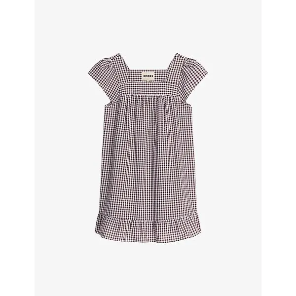 OMNES Delphine Gingham-print Cotton Mini Dress - Chocolate Gingham