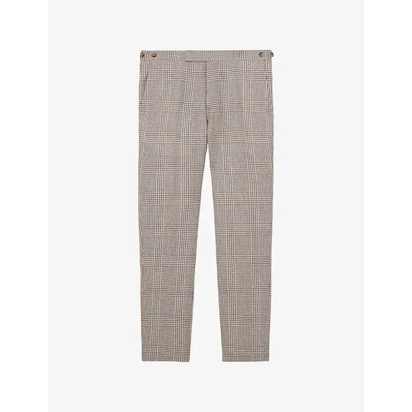 REISS Epsom Tailored-fit Wool And Linen-blend Suit Trousers - Oatmeal Brown