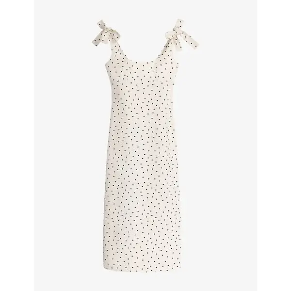 OMNES Morgane Polka Dot Cotton Midi Dress - White Polka Dot