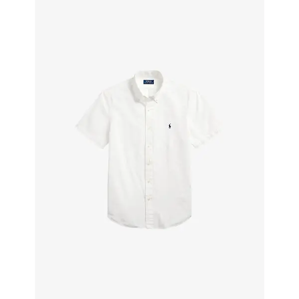 Polo Ralph Lauren Logo-embroidered Short-sleeved Cotton-seersucker Shirt - White