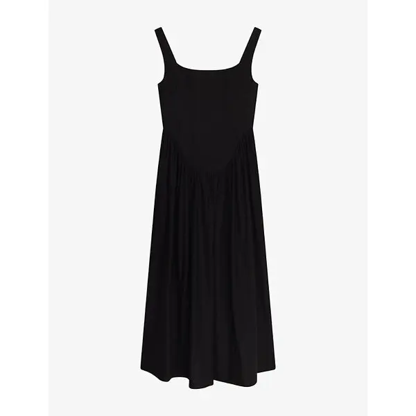 OMNES Suri Square-neck Linen-blend Maxi Dress - Black