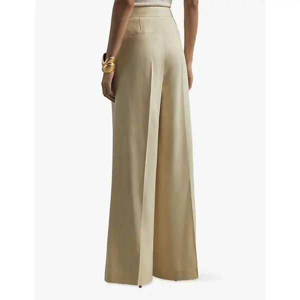 REISS Anya Wide-leg Silk And Wool Trousers