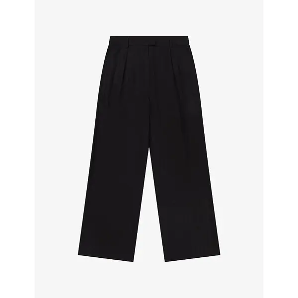 OMNES Pearl Wide-leg Linen-blend Trousers - Black