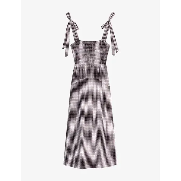 OMNES Dixie Gingham Cotton Midi Dress - Chocolate Gingham