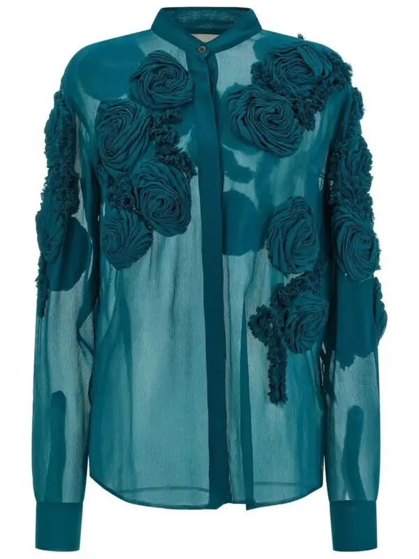 Dries Van Noten Chowsa Embellished Viscose Shirt - Green