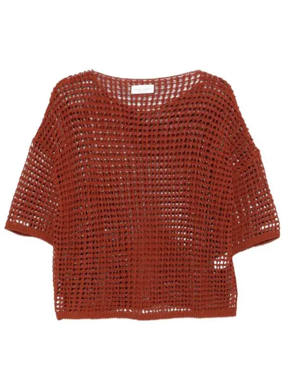 ROBERTO COLLINA Short-sleeved Mesh Top - Red