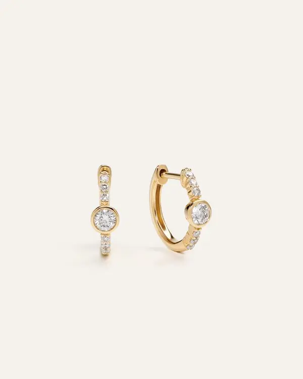 Quince 14k Gold Lab Grown Diamond Bezel Pave Huggies - Yellow Gold