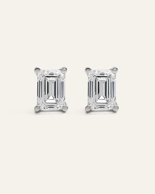 Quince 14k Gold 8ctw Lab Grown Diamond Emerald Stud Earrings - White Gold