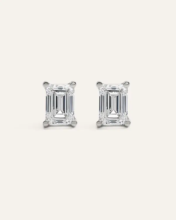 Quince 14k Gold 6ctw Lab Grown Diamond Emerald Stud Earrings - White Gold