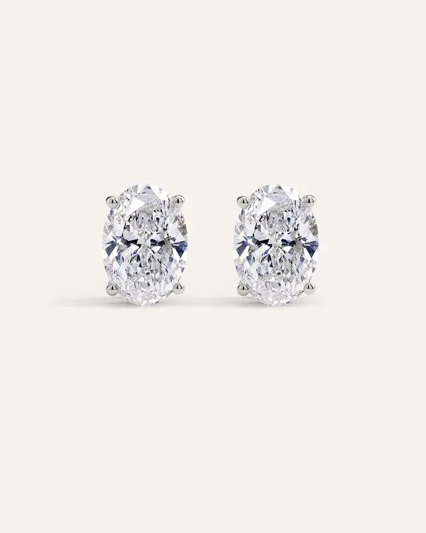 Quince 14k Gold 8ctw Lab Grown Diamond Oval Stud Earrings - White Gold