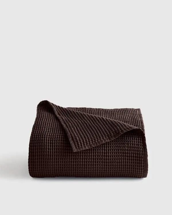 Quince Organic Waffle Bed Blanket - Espresso