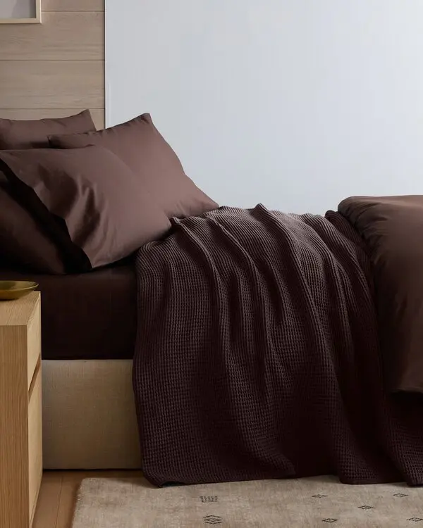 Quince Organic Waffle Bed Blanket - Espresso