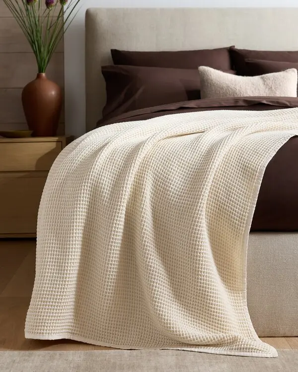 Quince Organic Waffle Bed Blanket - Undyed