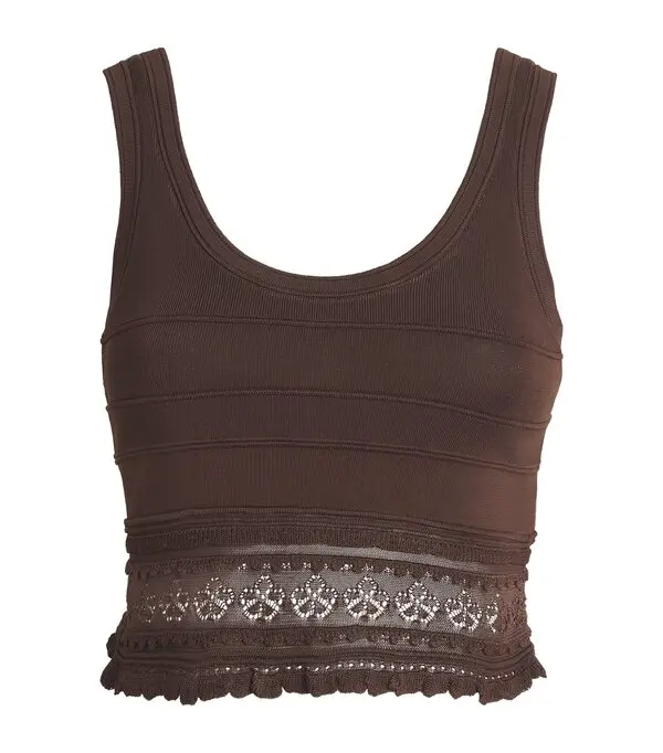 Sandro Pointelle Crop Top - Brown