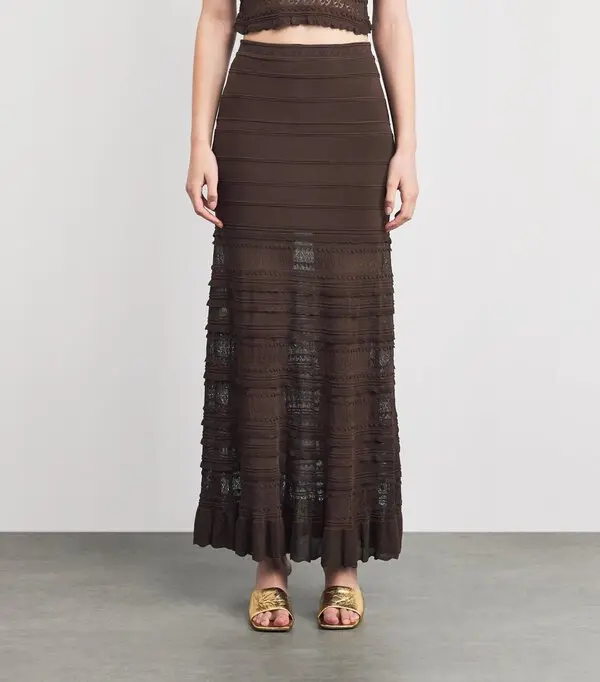 Sandro Panelled Maxi Skirt - Brown